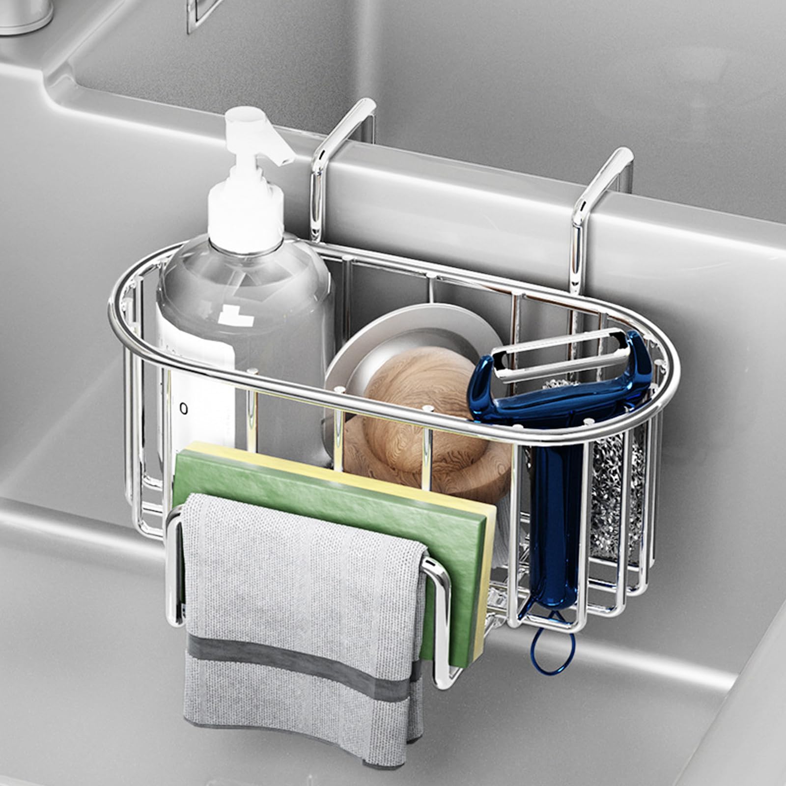 Sink Sponge Holder Kitchen Sink Caddy Organiser Hanging Sponges Rag ...