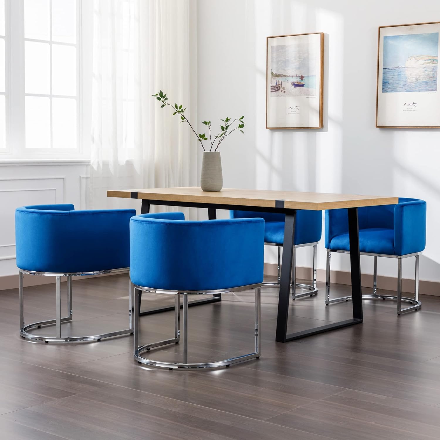 Amazon.com - BESTANO Velvet Dining Chairs Set of 4 Modern Barrel Arm ...