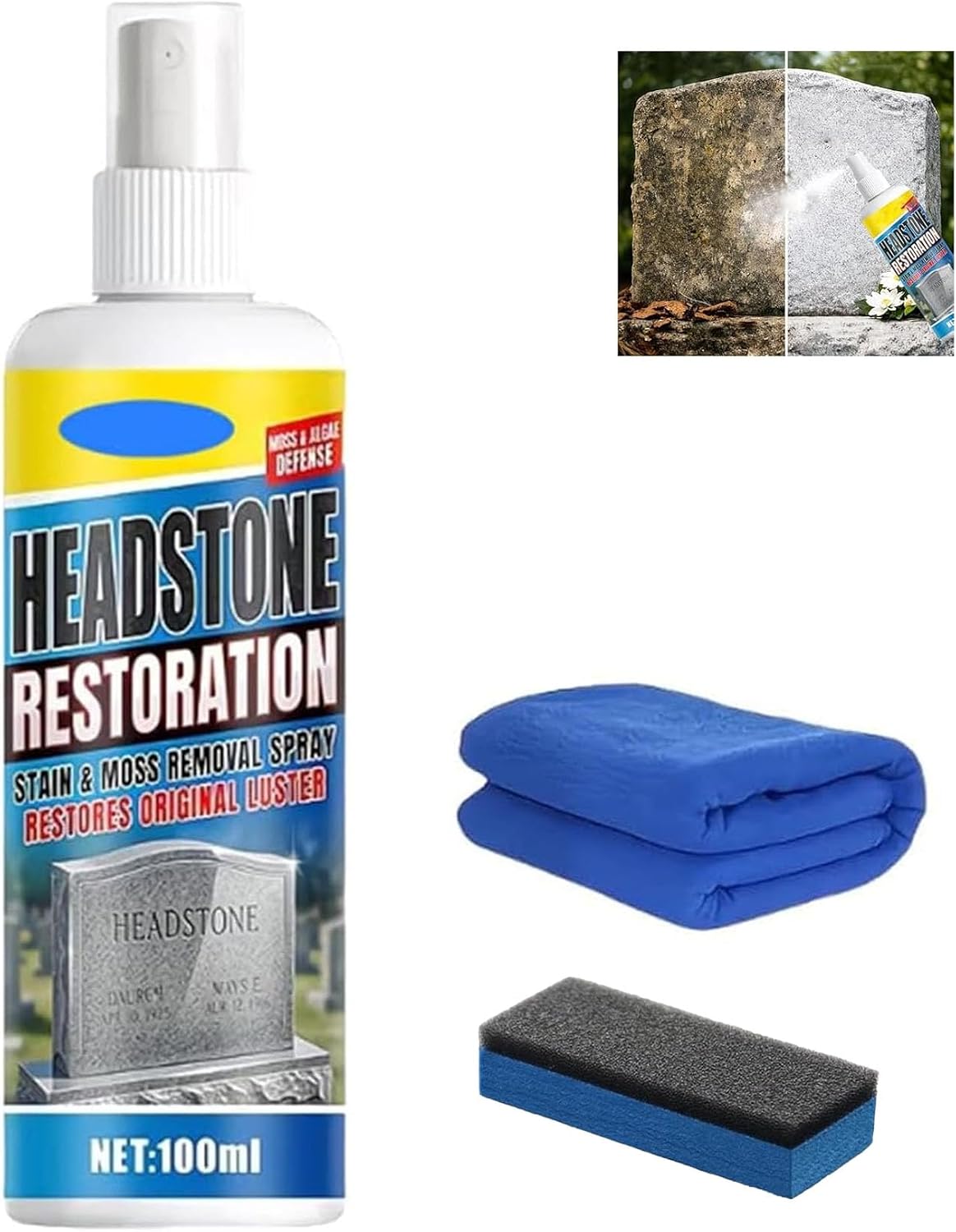 Headstone Restoration & Cleaning Spray, Headstone Cleaner for Graves ...