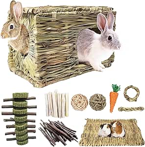 Rabbit Grass House,Natural and Comfortable Hiding Place,Rabbit Bed with ...