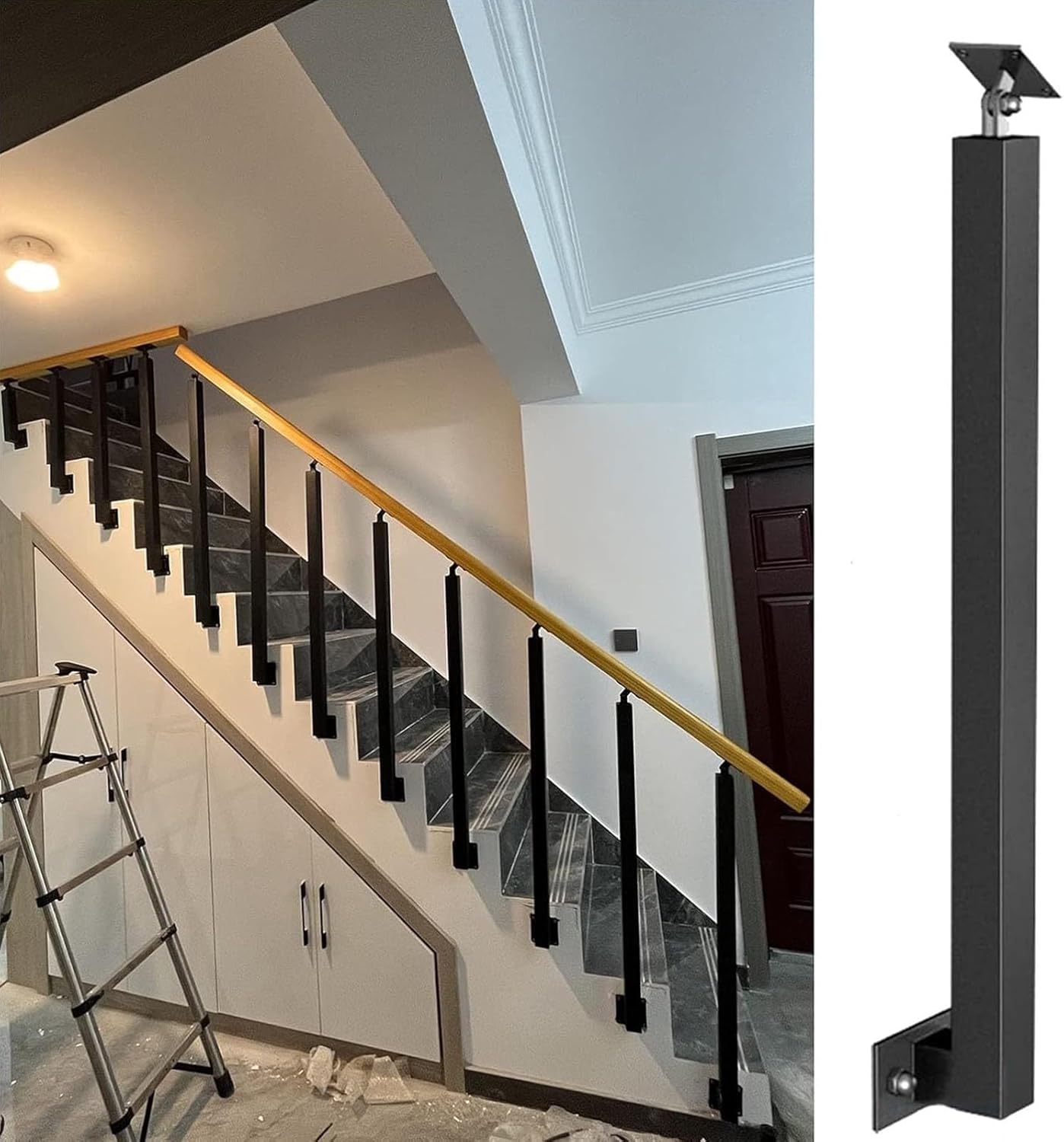 Amazon.com: SMYOUQE Stair Balusters Iron Black Square Metal Railing ...