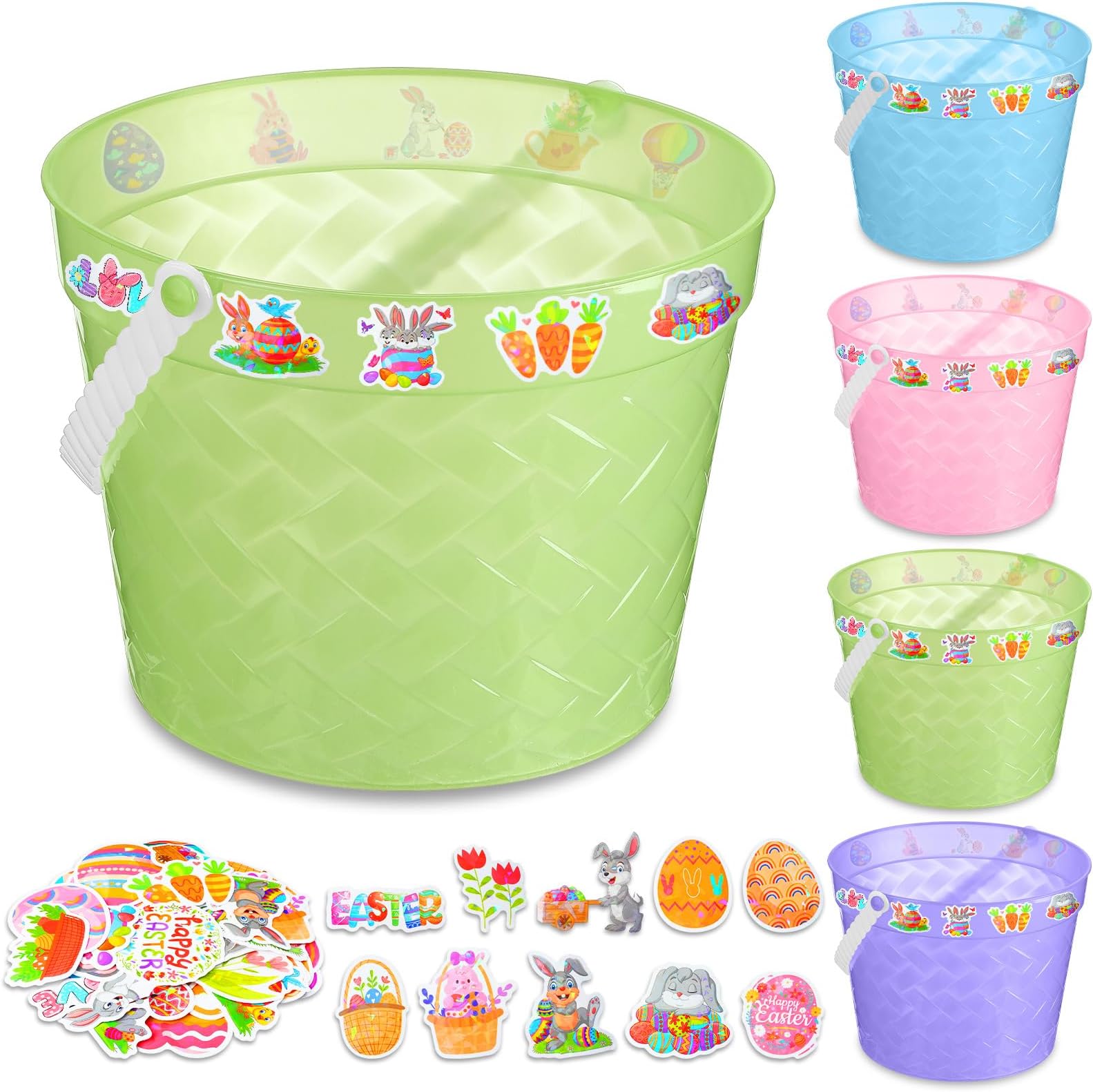 Amazon.com: SiliFine 4 Pcs Easter Plastic Baskets with Handles for Kids ...
