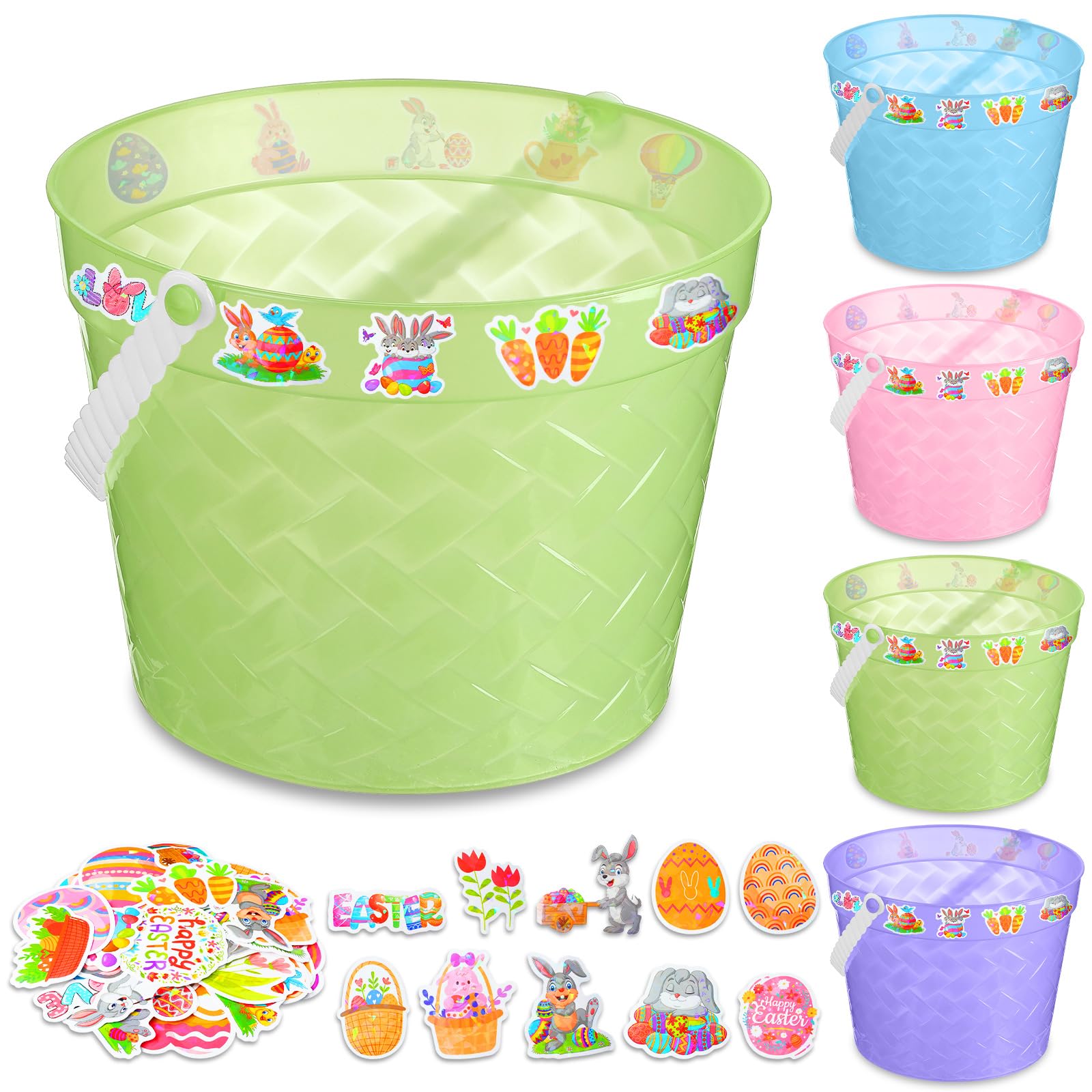 Amazon.com: SiliFine 4 Pcs Easter Plastic Baskets with Handles for Kids ...