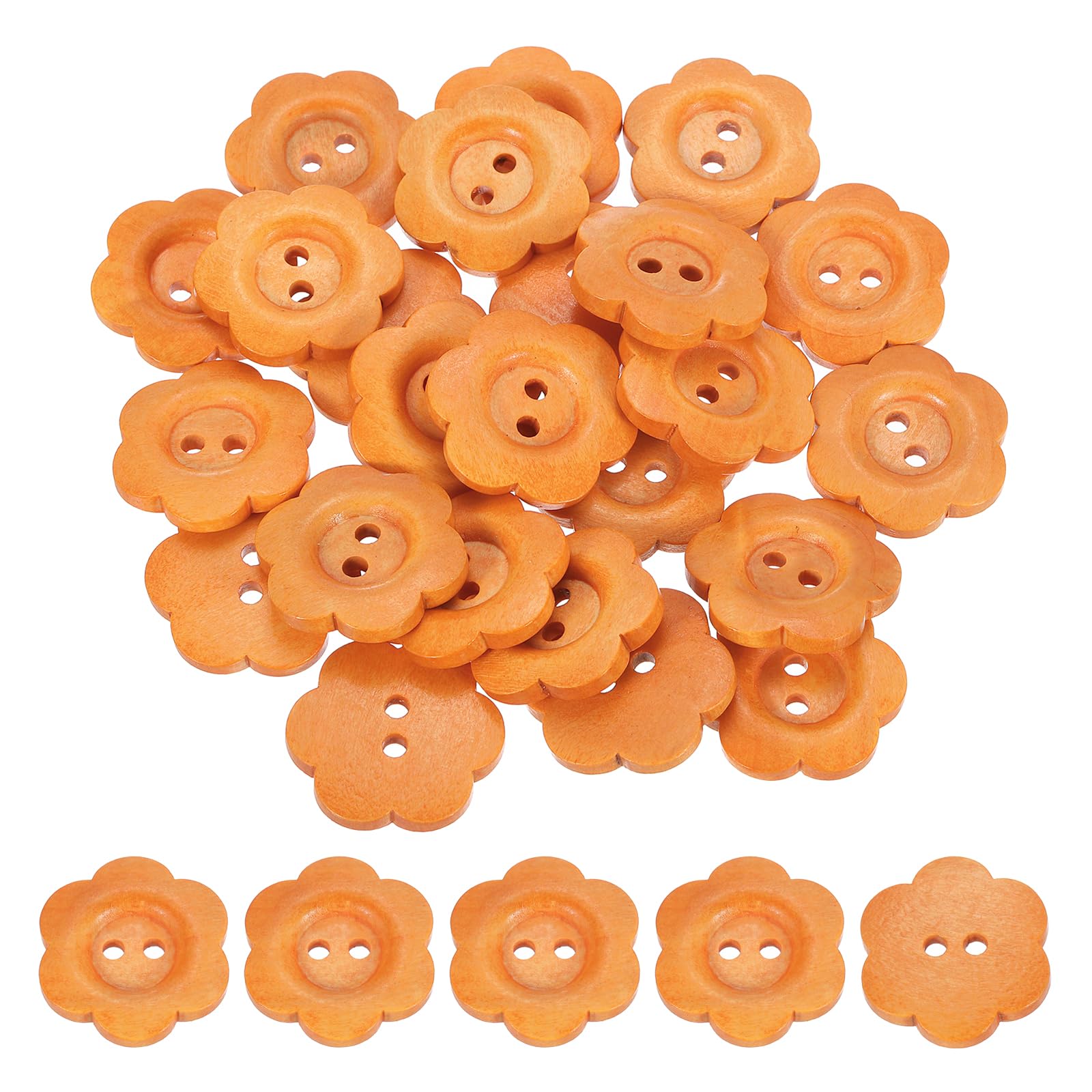 Amazon.com: uxcell 50Pcs Wooden Buttons, 25mm Flower Shape Wood Buttons ...