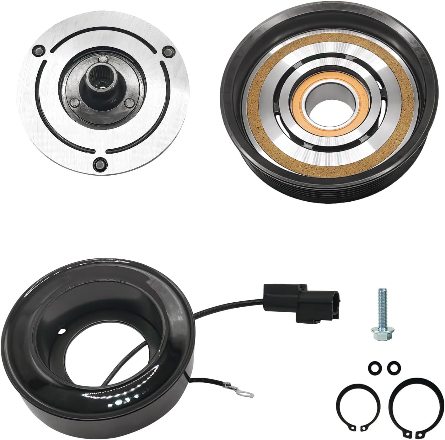Amazon.com: A/C Compressor Clutch Assembly Kit Plate Pulley Bearing ...