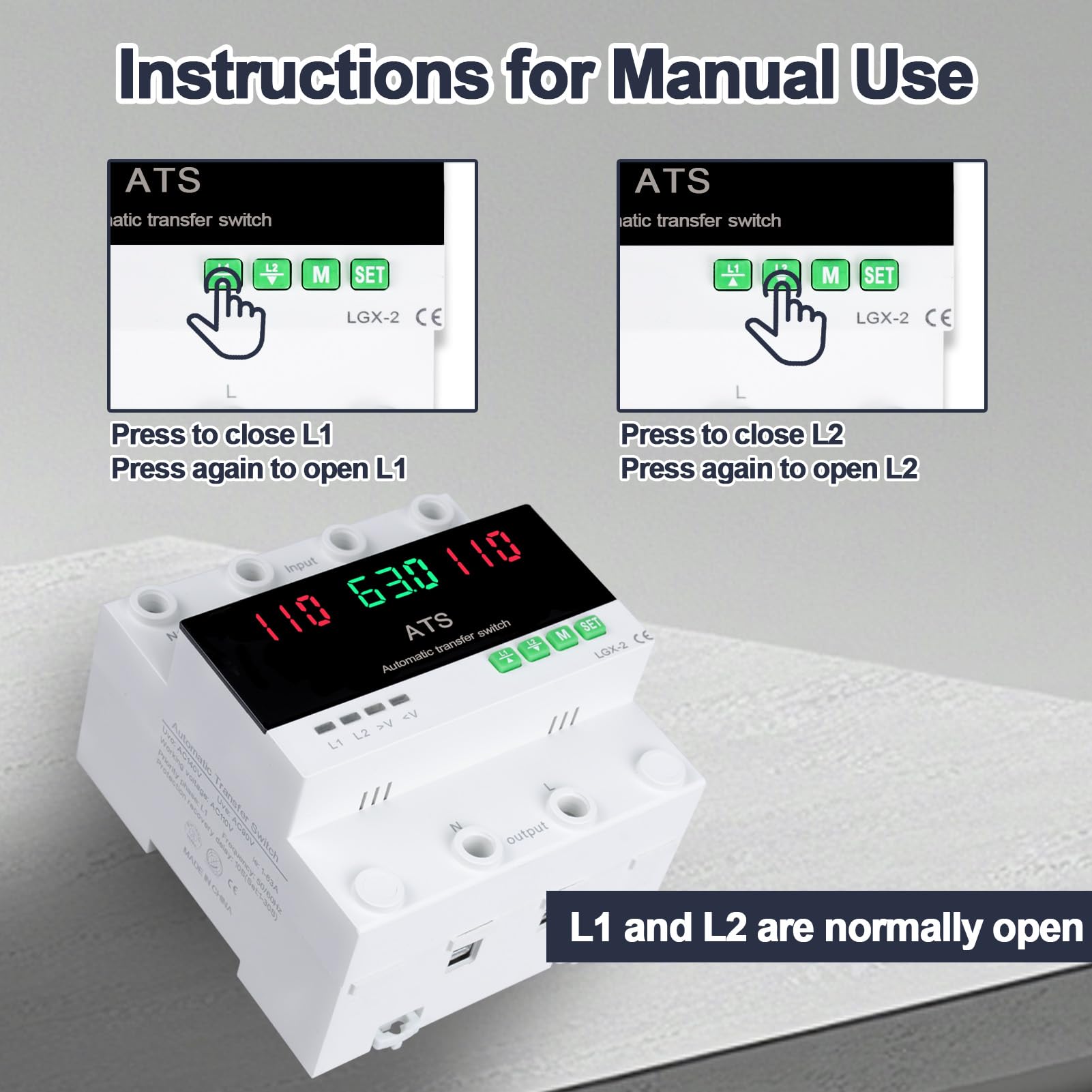 Snapklik.com : 63A 110V Automatic/Manual Transfer Switch, Dual Power ...