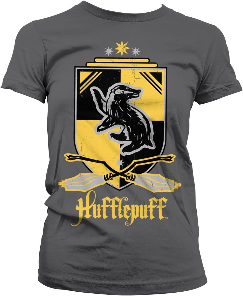 Harry Potter Officially Licensed Hufflepuff Women T-Shirt (Dark Grey ...
