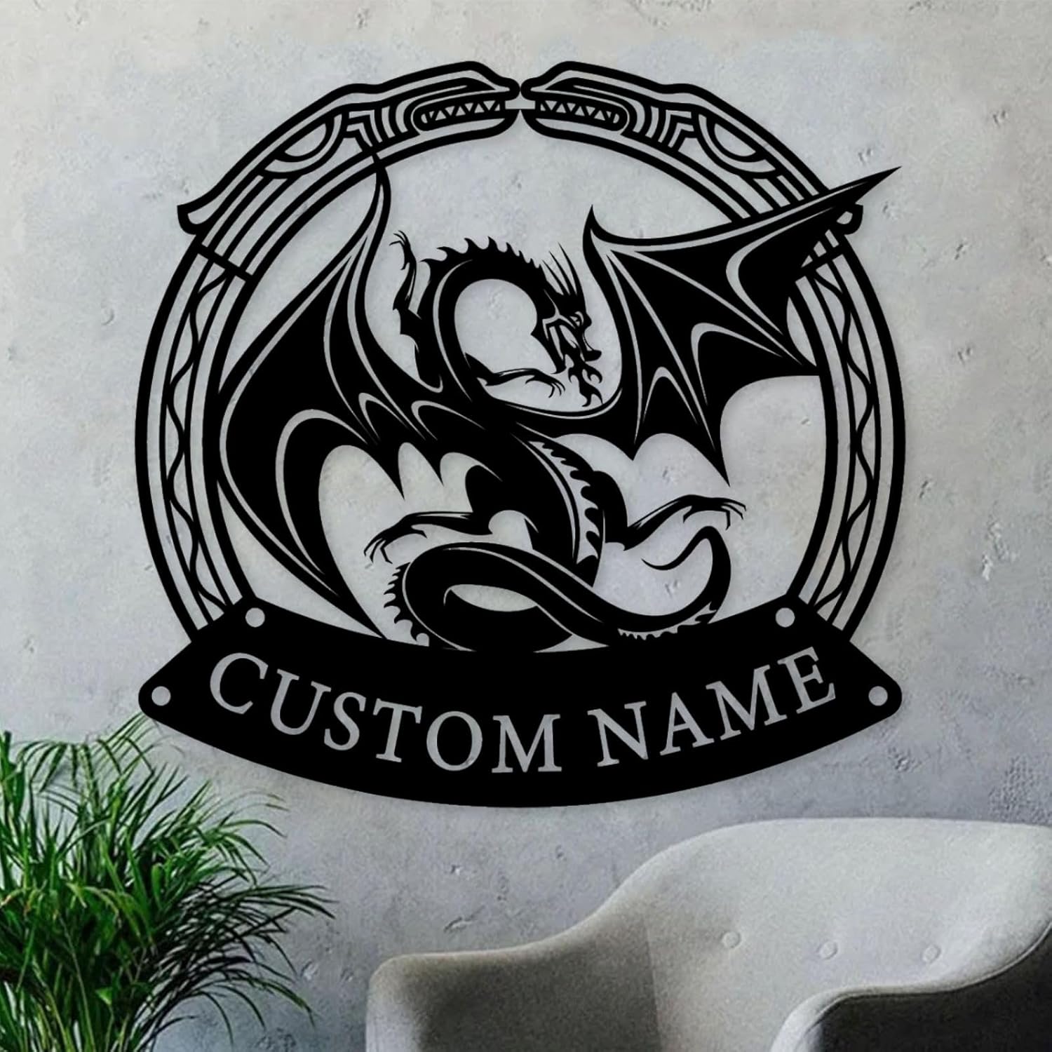 Amazon.com: Dragon Metal Sign Personalized,Custom Dragon Metal Art ...