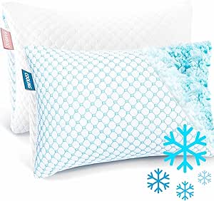 Amazon.com: Nestl Cooling Pillow for Sleeping 2 Pack, Luxury Shredded Memory Foam Pillows Queen ...