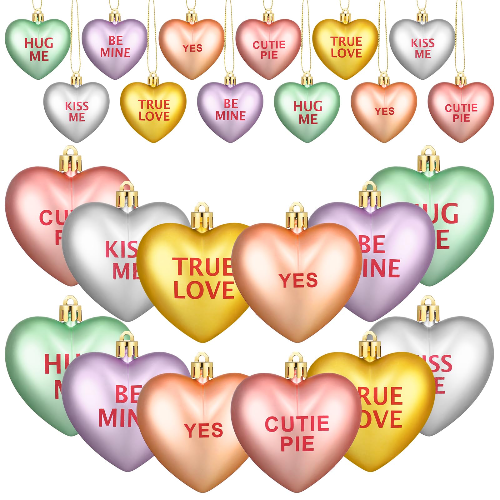 Amazon.com: 24 Pcs Valentine's Day Plastic Conversation Hearts Candy ...