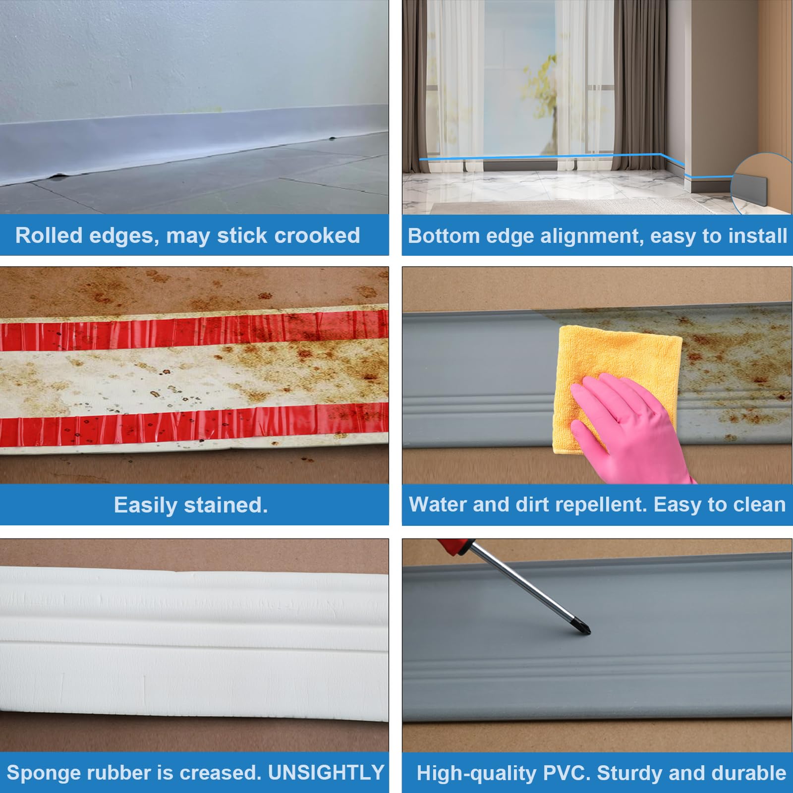Snapklik.com : Duzzy 40 Feet Baseboard Trim, Hard Vinyl Baseboard ...