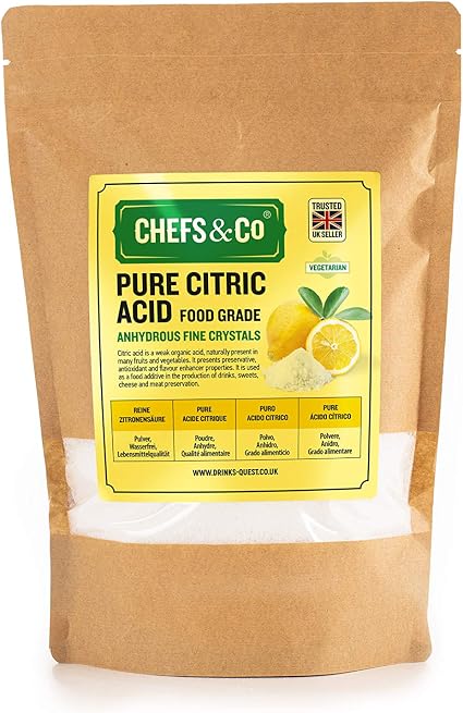 CHEFS & CO Pure Citric Acid -1kg | Powder | Anhydrous | 100% Pure Food ...
