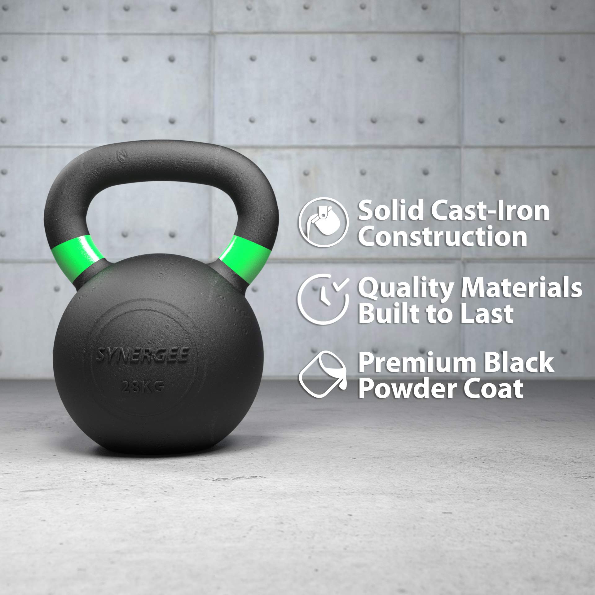 Synergee Cast Iron Kettlebells Black Matte Kettlebell Weights for ...