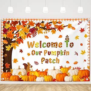 Amazon.com : MEHOFOND 7x5ft Welcome to Our Pumpkin Patch Backdrop ...