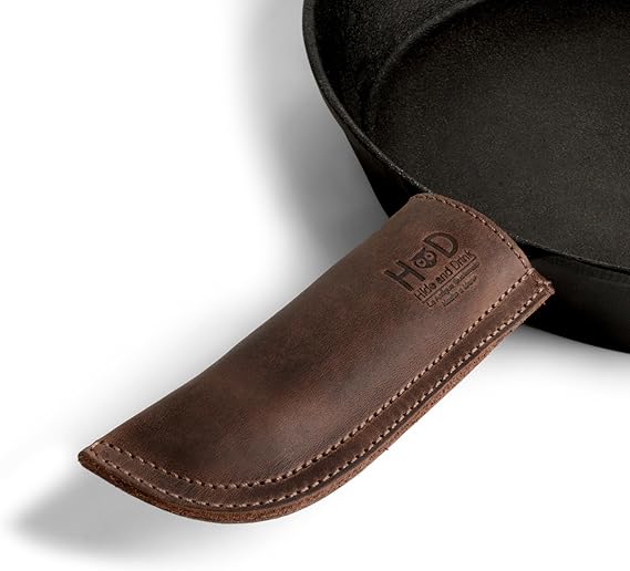 Amazon.com: Hide & Drink, Full Grain Leather Hot Handle, Cast Iron ...