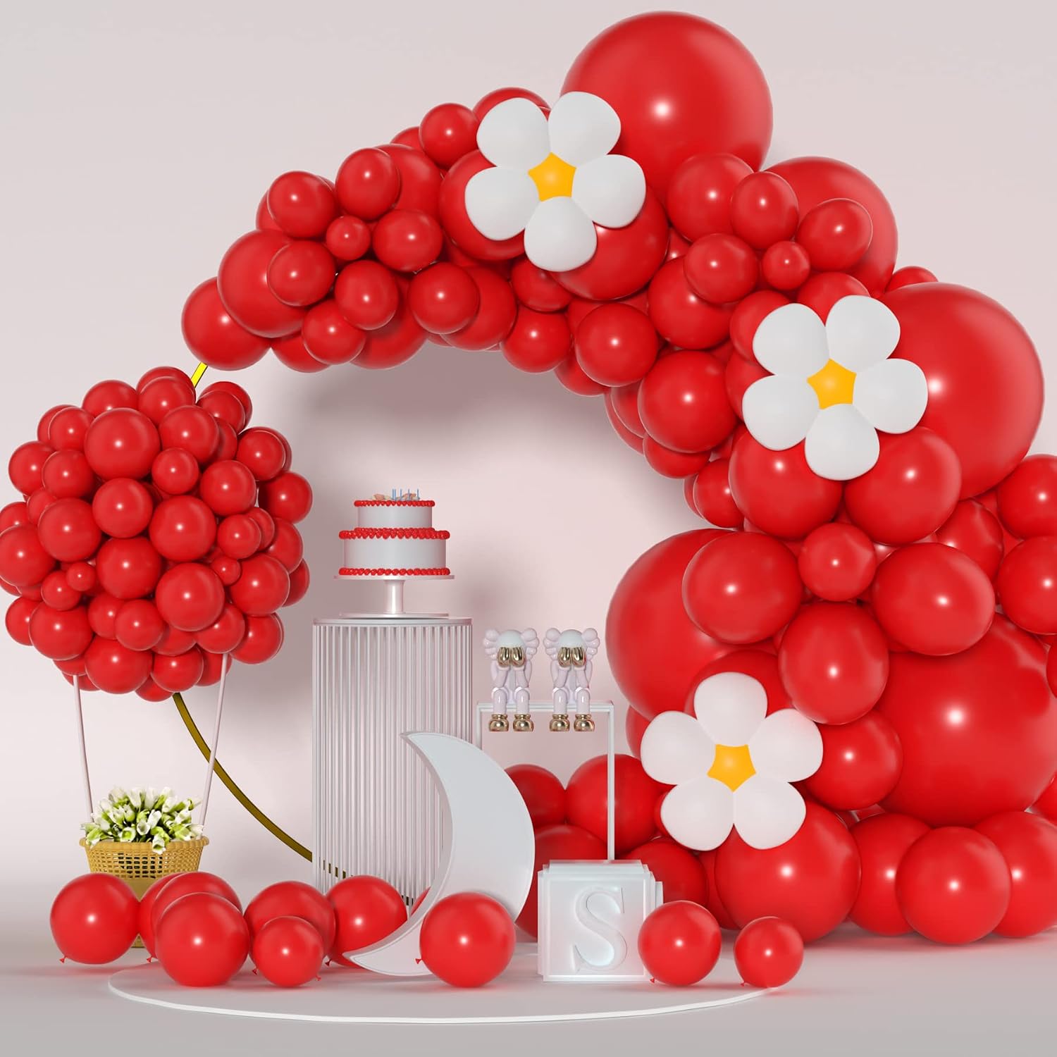 Amazon.com: Red Balloons Garland Arch Kit, 138pcs Red Balloons ...
