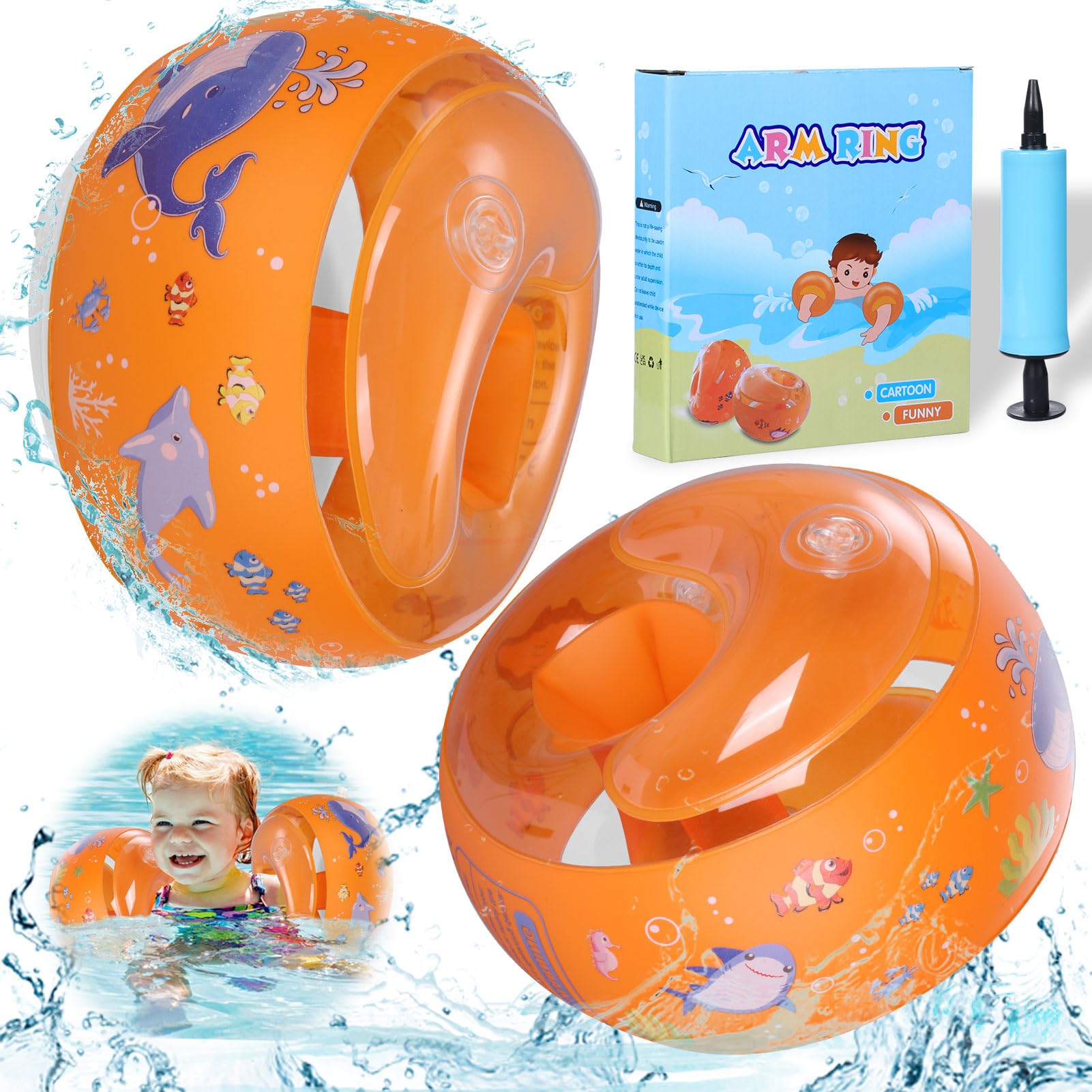 Swim Arm Floaties Inflatable Water Wings Cartoon Printed Round Swim Arm ...