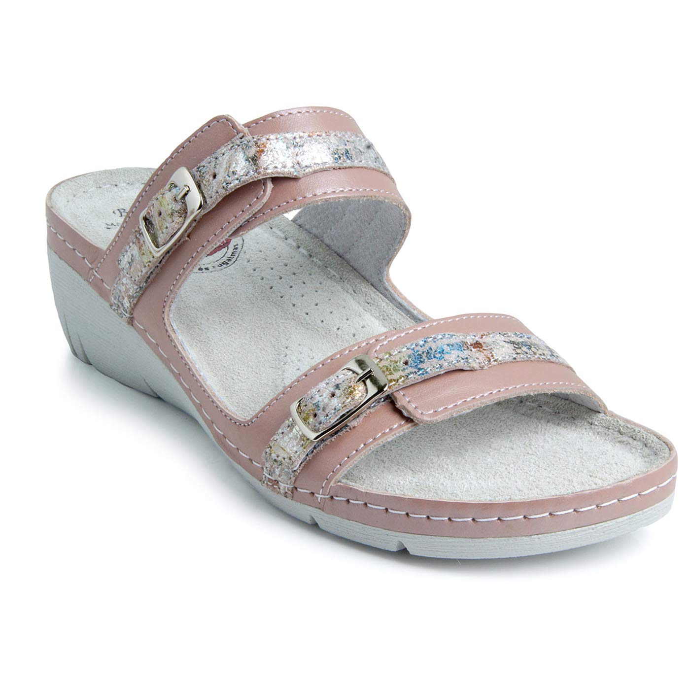 Batz DALMA Leather Womens Ladies Slip-on Sandals Clogs, Nude, 40 EU (9. ...