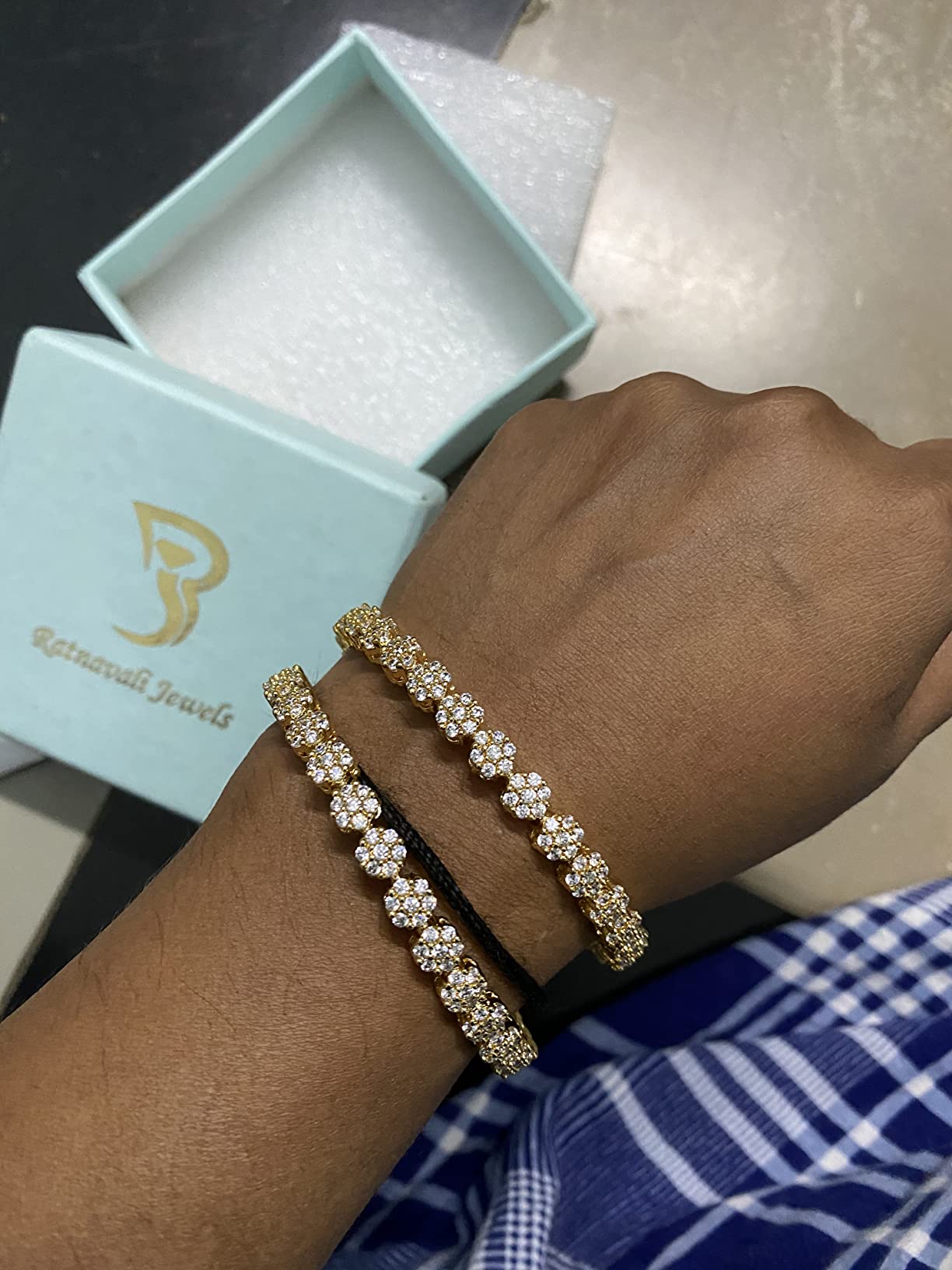 Buy Ratnavali Jewels Brass Gold Plated AD American Diamond Cubic ...