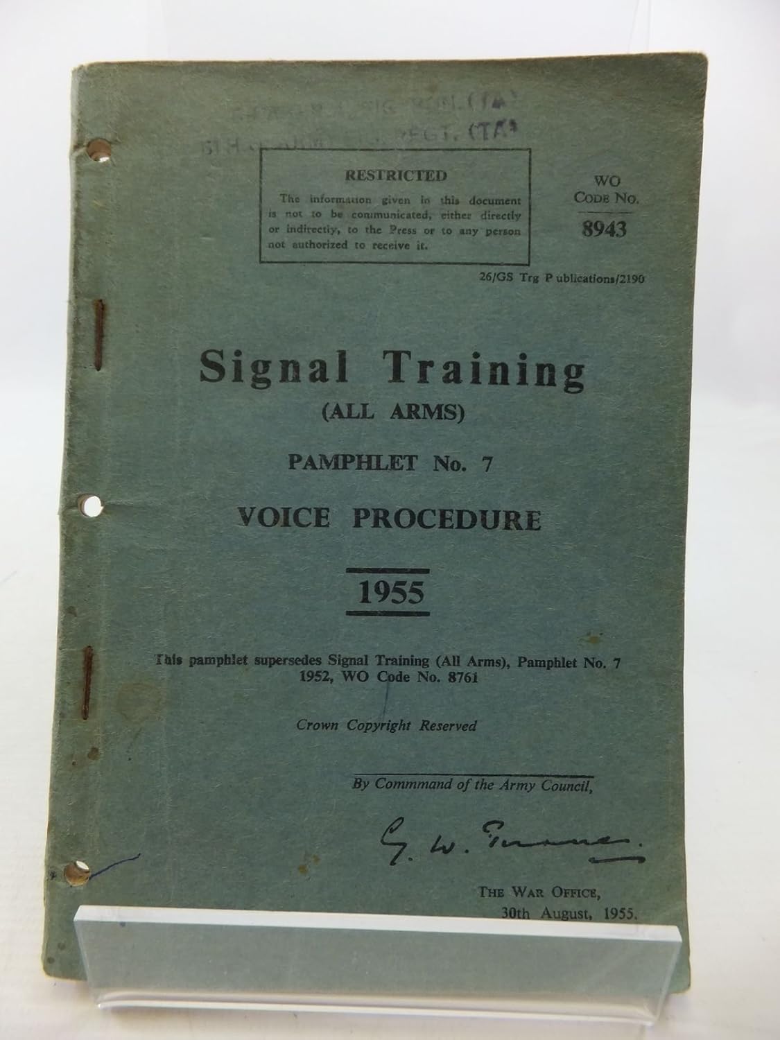 Signal Training (All Arms) Pamphlet No. 7 Voice Procedure 1955: unknown ...