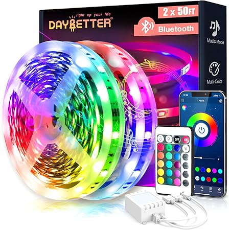 Amazon.com: DAYBETTER Led Strip Lights 100ft (2 Rolls of 50ft) Smart ...