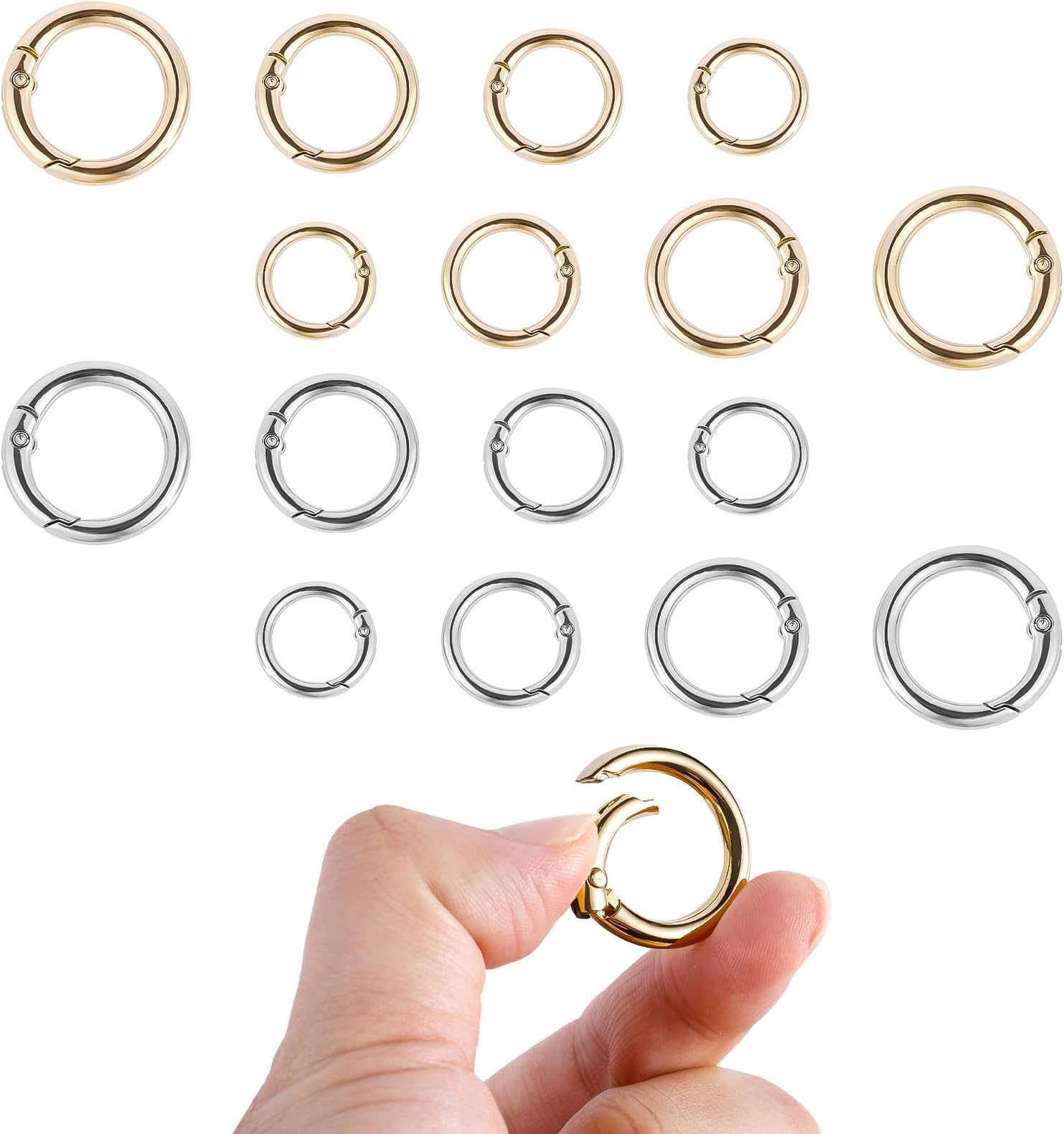 Amazon.com: 16 Pcs Spring O Ring Clip Silver Round Snap Clip Heavy Duty ...