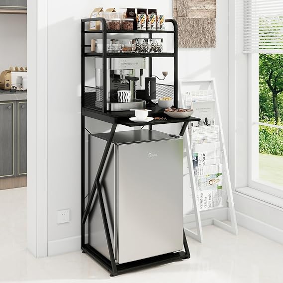 Amazon.com: PUNCIA 4-Tier Mini Fridge Stand with Power Outlet and ...