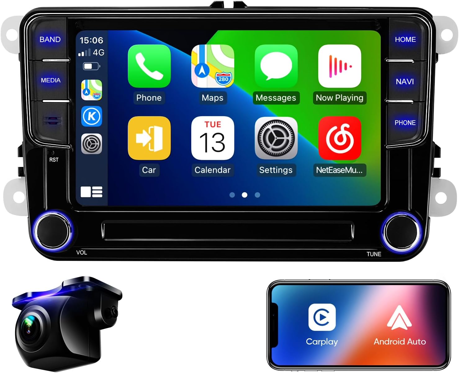 Amazon.com: 3+32G Car Stereo 7 inch 8 Core Android 12 Radio for VW ...