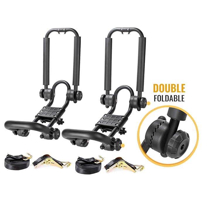 Buy AA-Racks Double Folding J-Bar Rack for Kayak Carrier Canoe Boat ...