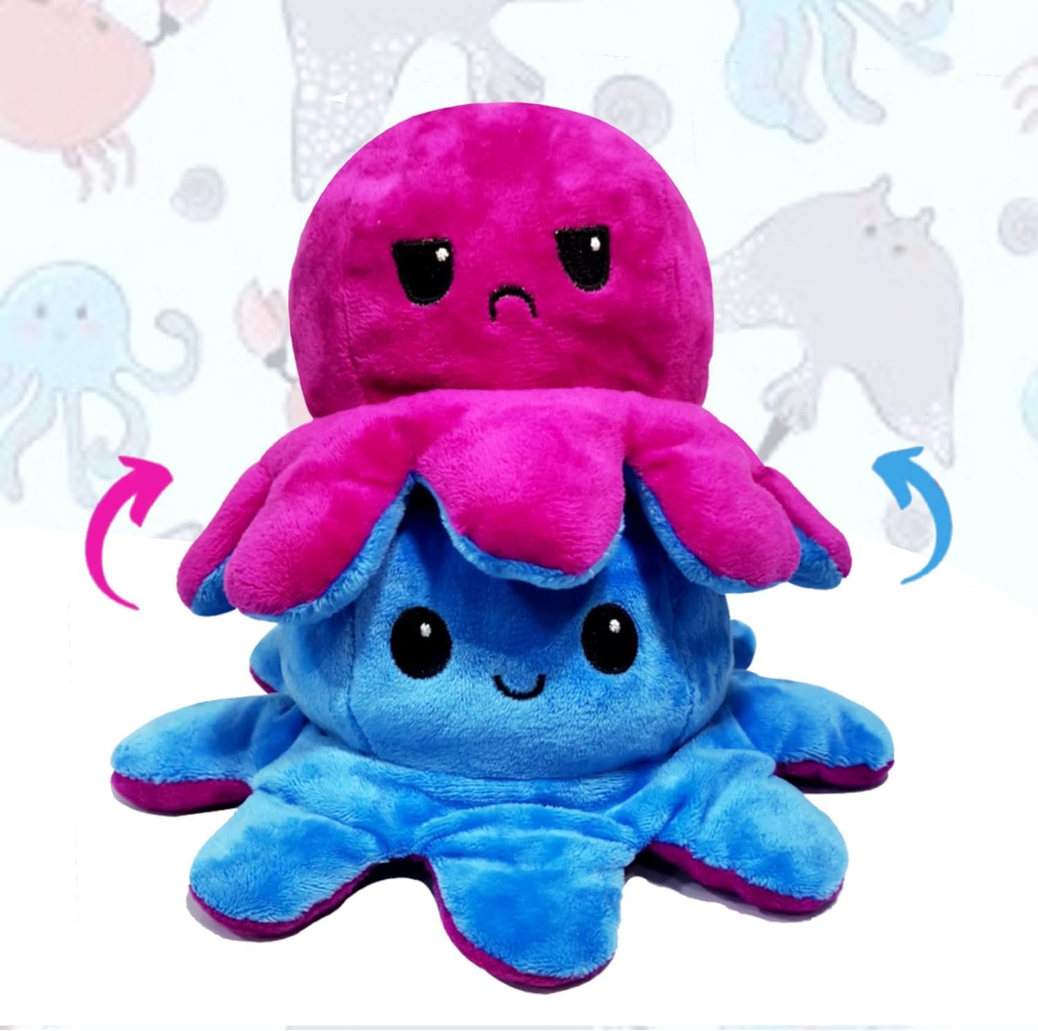 COLORS Giant Reversible Octopus Plush large - Happy and Sad Moody ...