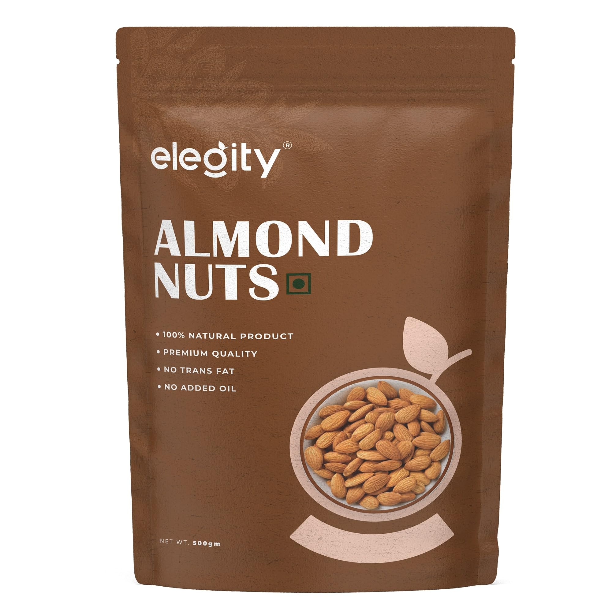 Elegity 100% Natural Plain California Almonds Pouch 500 gm | Nutritious ...