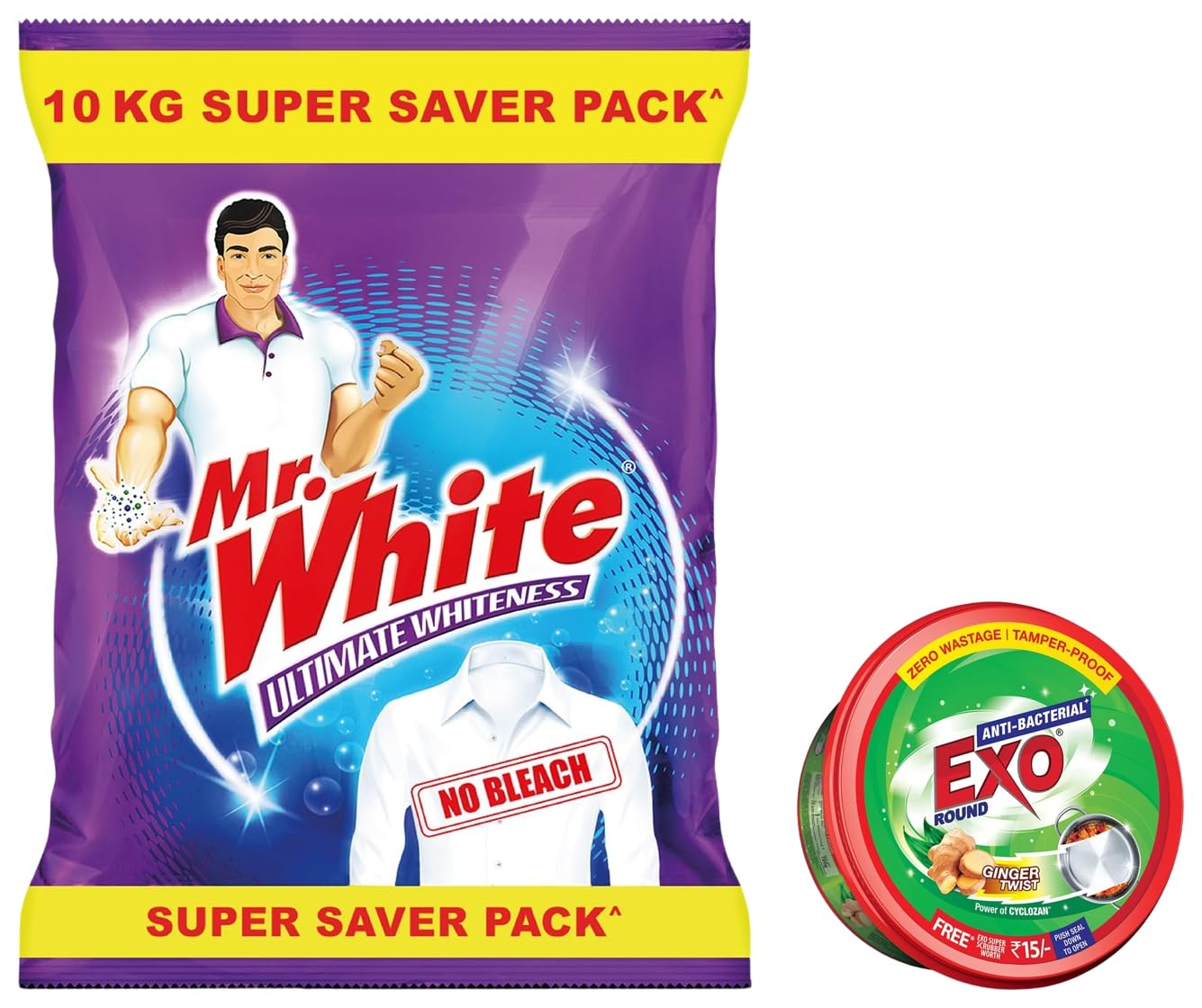 Mr White Exo Round 700Gm & Detergent Powder - 10 Kg : Amazon.in: Health ...