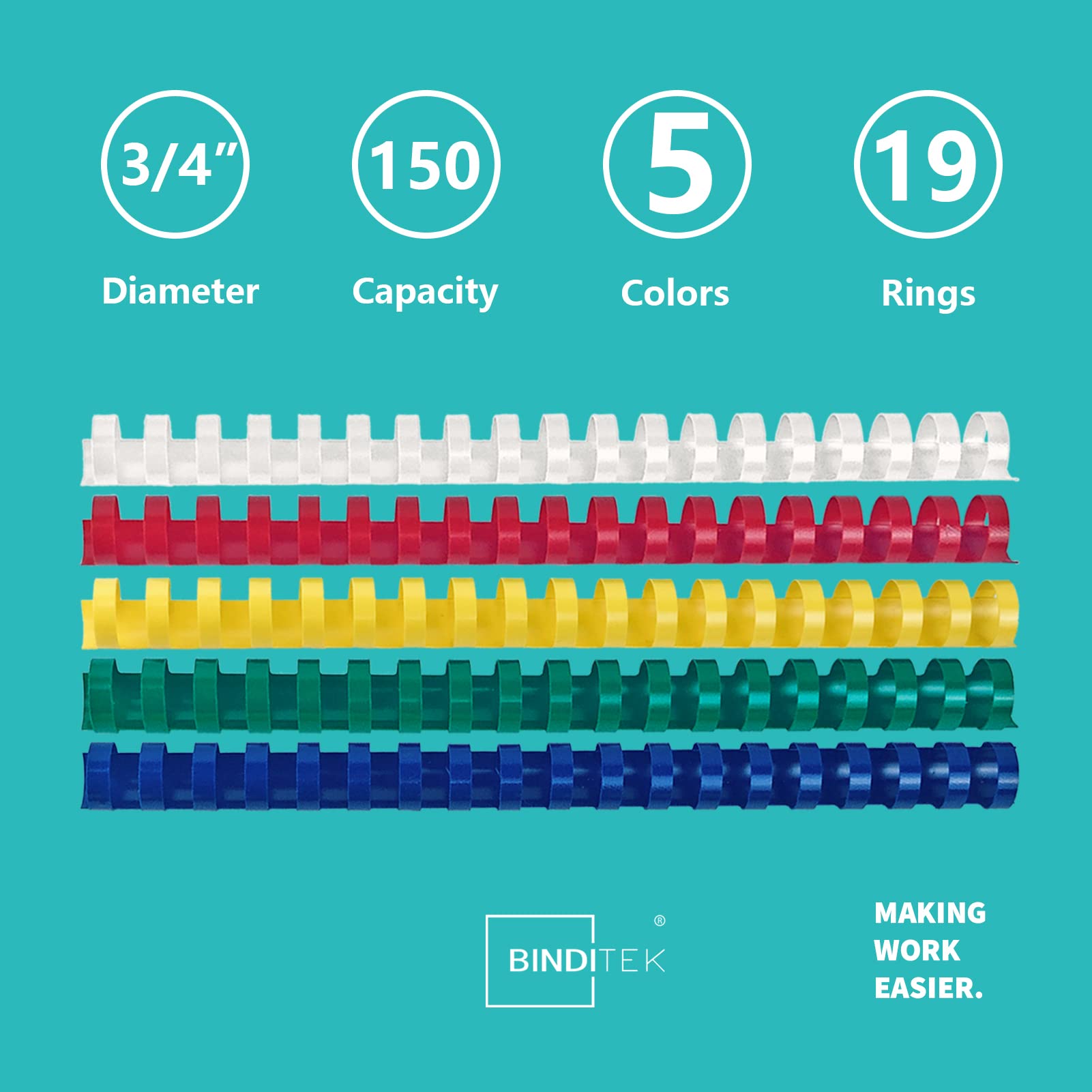 Snapklik.com : Binditek 30 Pack Plastic Binding Comb Spines, 3/4 Inch ...