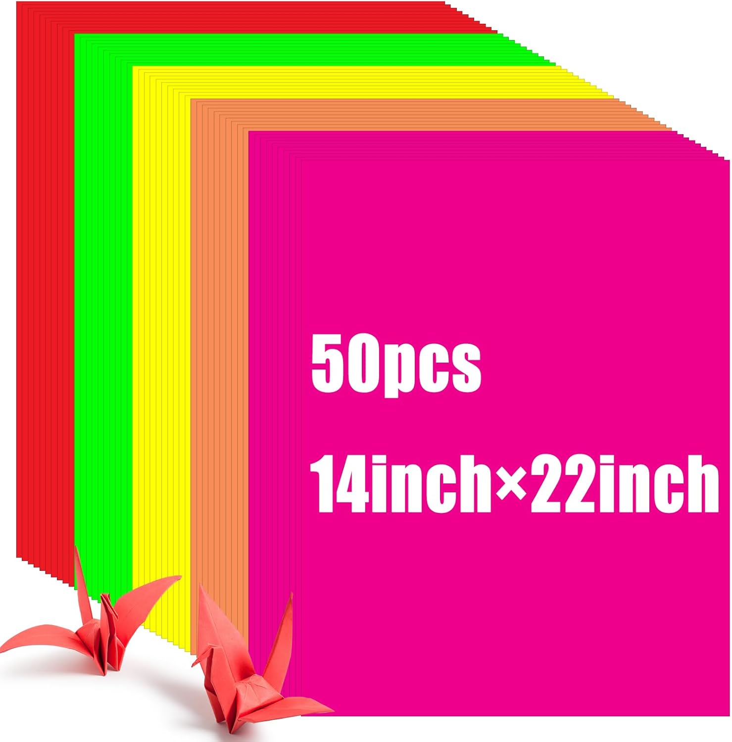 Amazon.com : Tenceur 50 Pieces Neon Poster Board 22" X 14" Neon ...