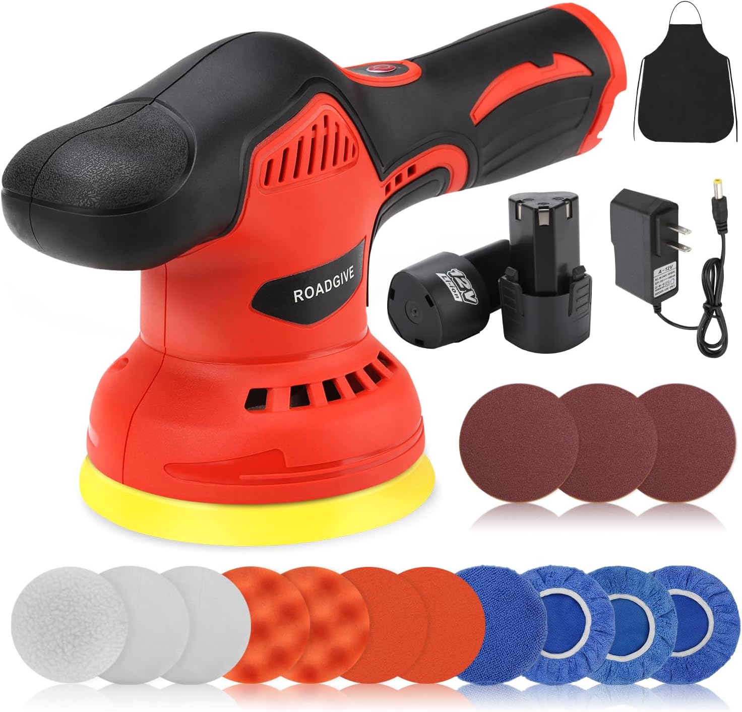 Amazon.com: Cordless Car Buffer Polisher w/ 2x2000mAh 21V Batteries, 6 ...