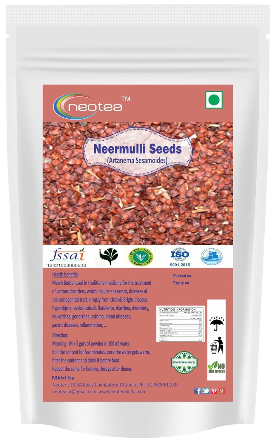 Neotea Neermulli Seeds (Artanema Sesamoides) - 250GM - Premium Herbal ...