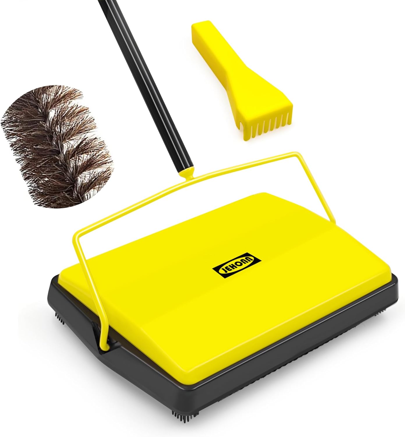 JEHONN Carpet Floor Sweeper Manual with Horsehair, Non Electric Quite ...