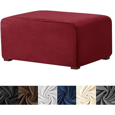 Amazon.com: HFCNMY Ottoman Cover Rectangle,Stretch Velvet Ottoman ...