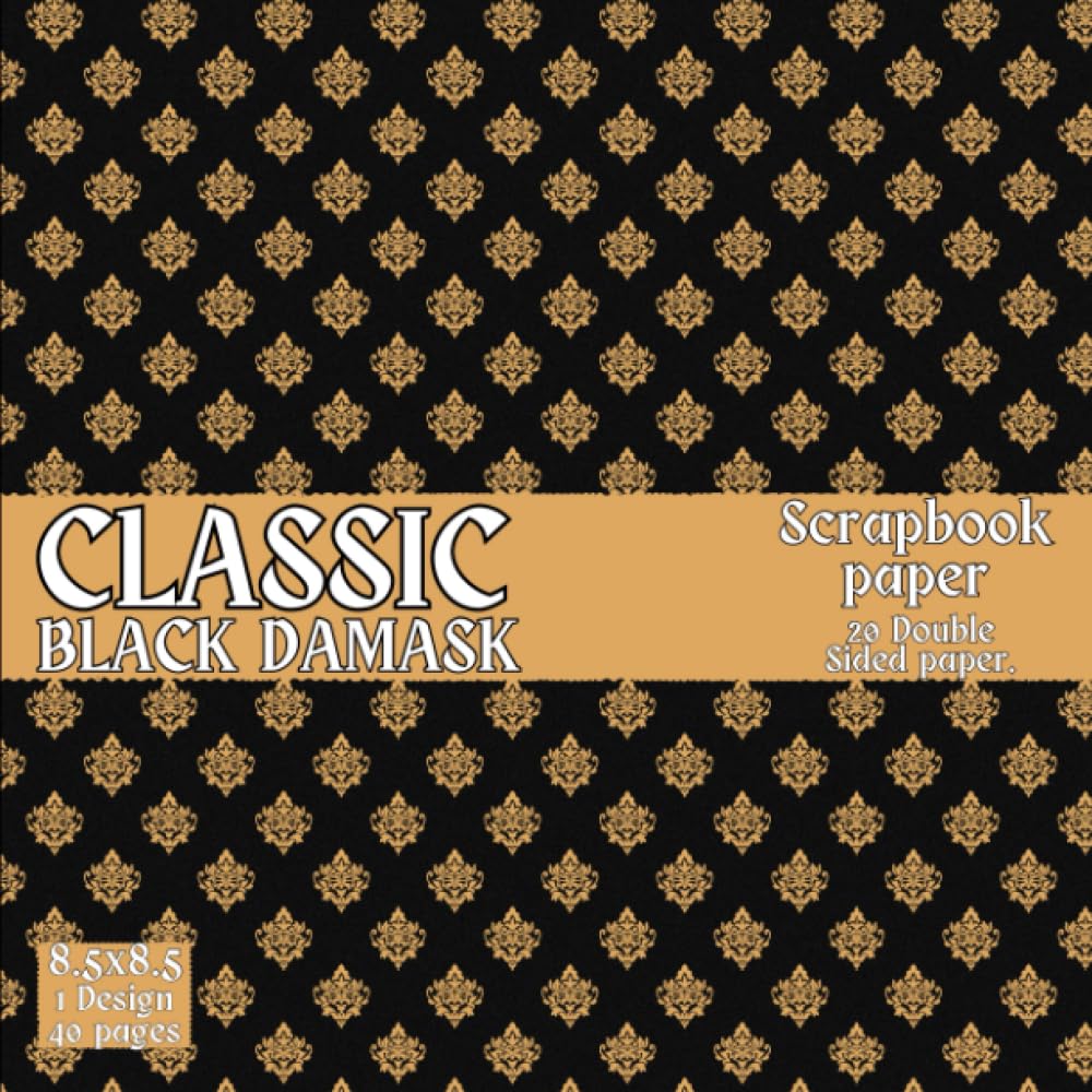 Gold Damask scrapbook paper, 8.5x8.5, 1 Design, 20 Double-Sided Sheets ...