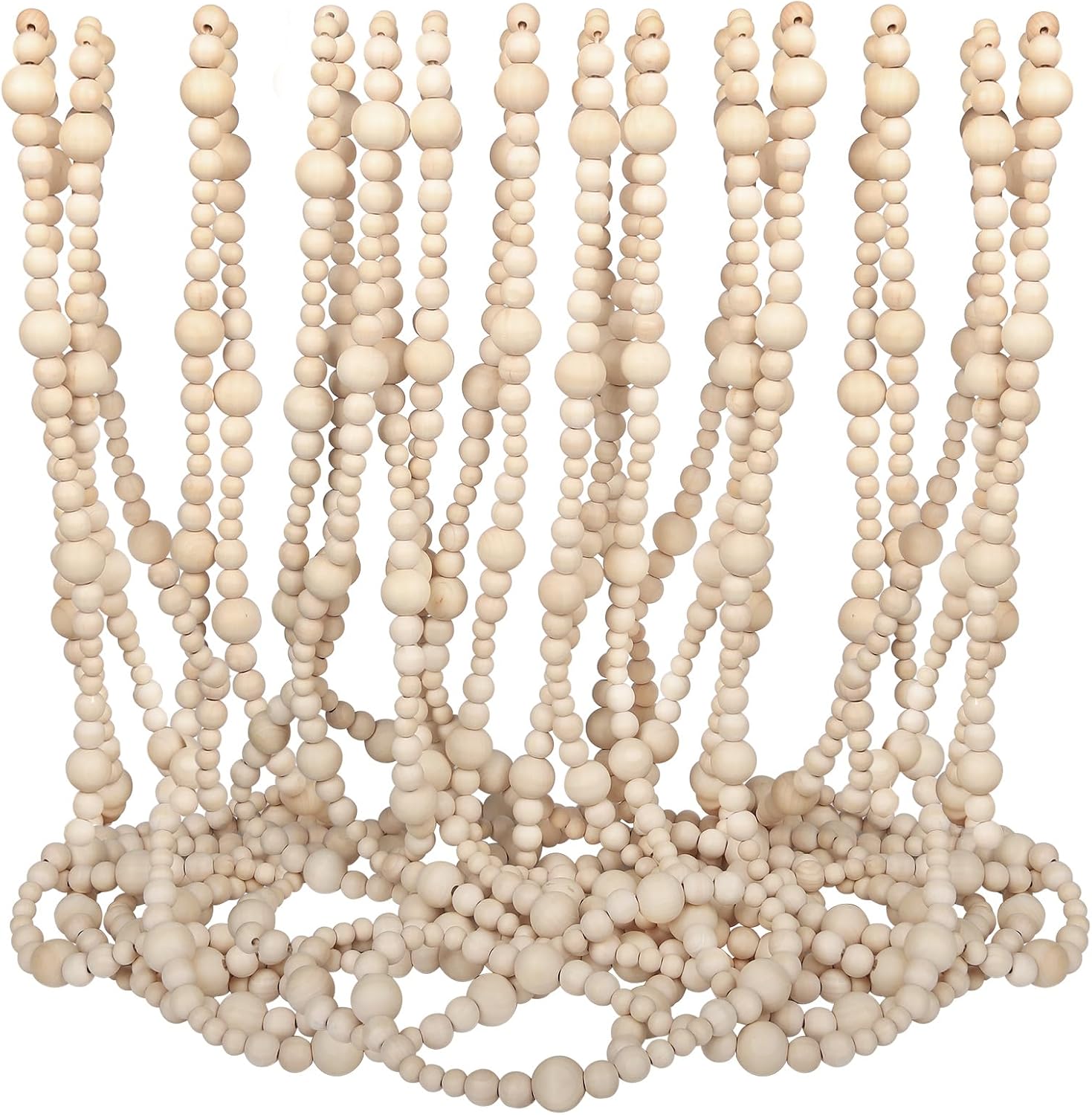 Amazon.com: 48 feet Christmas Garlands Wooden Bead Garlands lagre ...