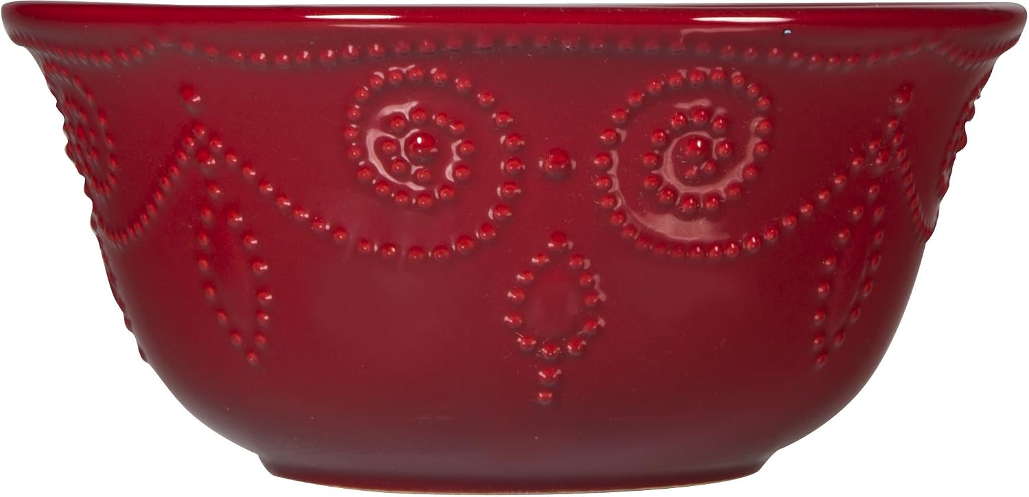 Amazon.com: Home Essentials 6.75" D Red Fancy Round Soup/Cereal Bowl ...