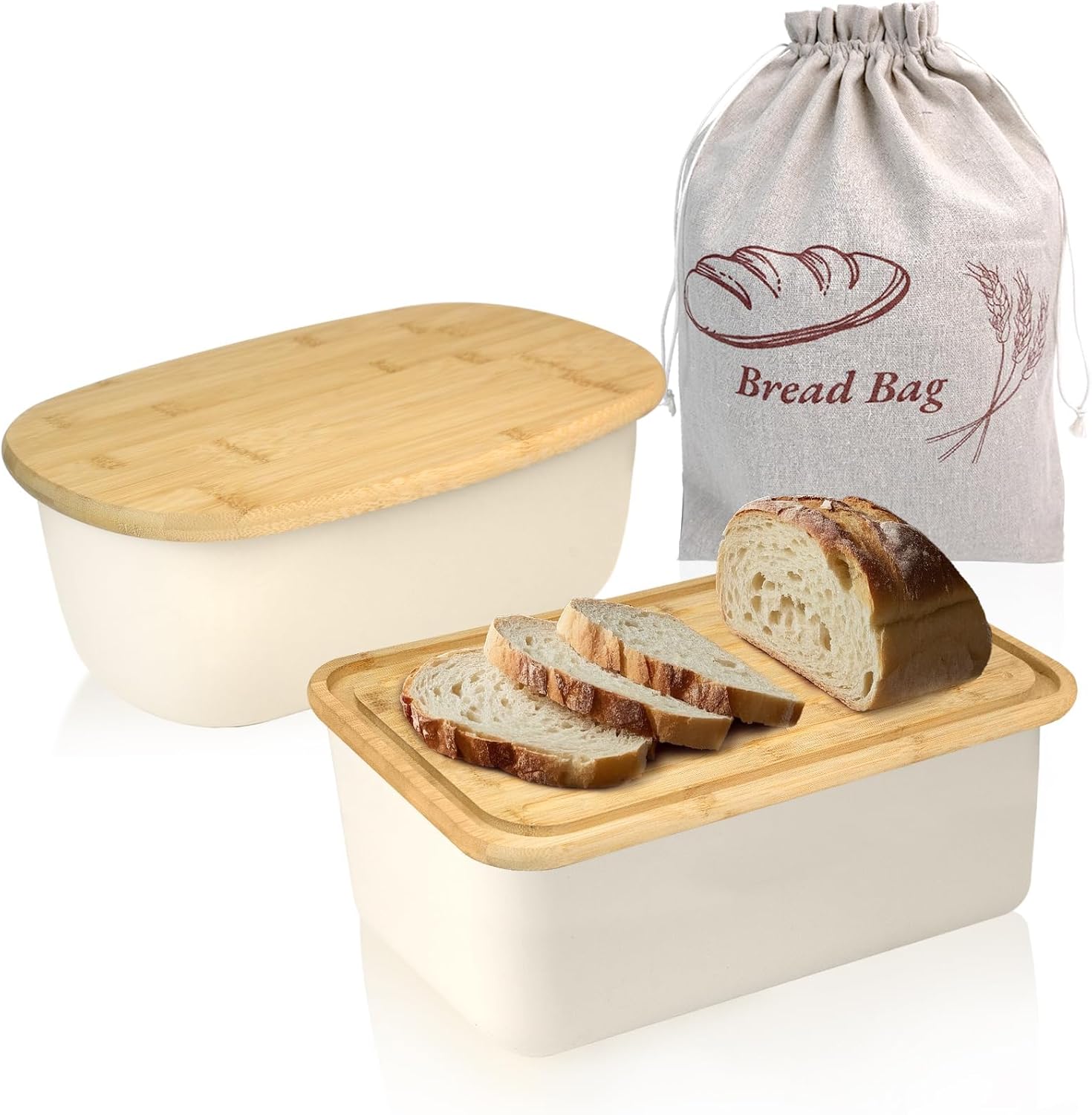 Amazon.com: 2 PCS Kitchen Bread Boxes, Breads Box With Cutting Board ...