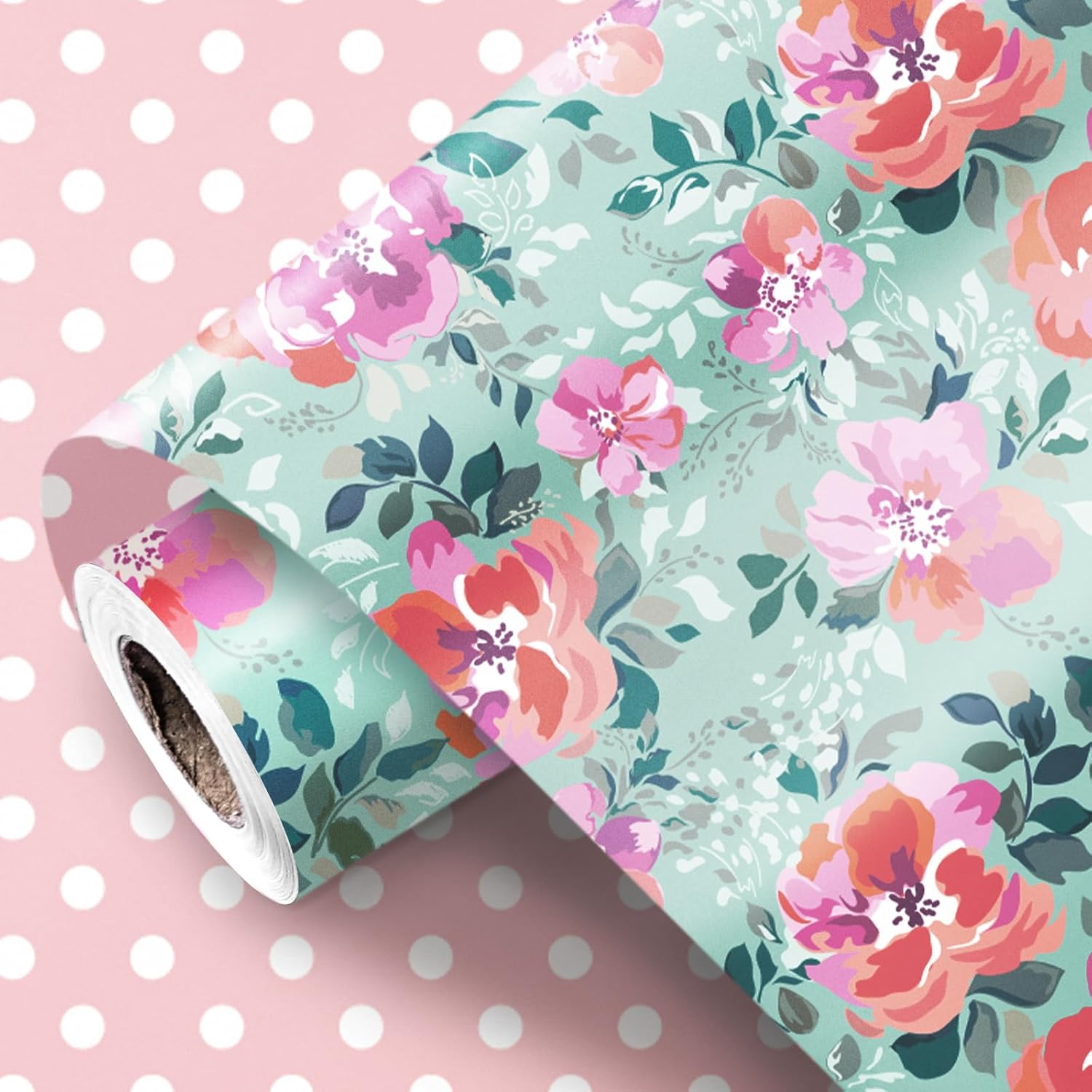 Amazon.com: LeZakaa Floral Wrapping Paper Roll for Girl Women, Fresh ...