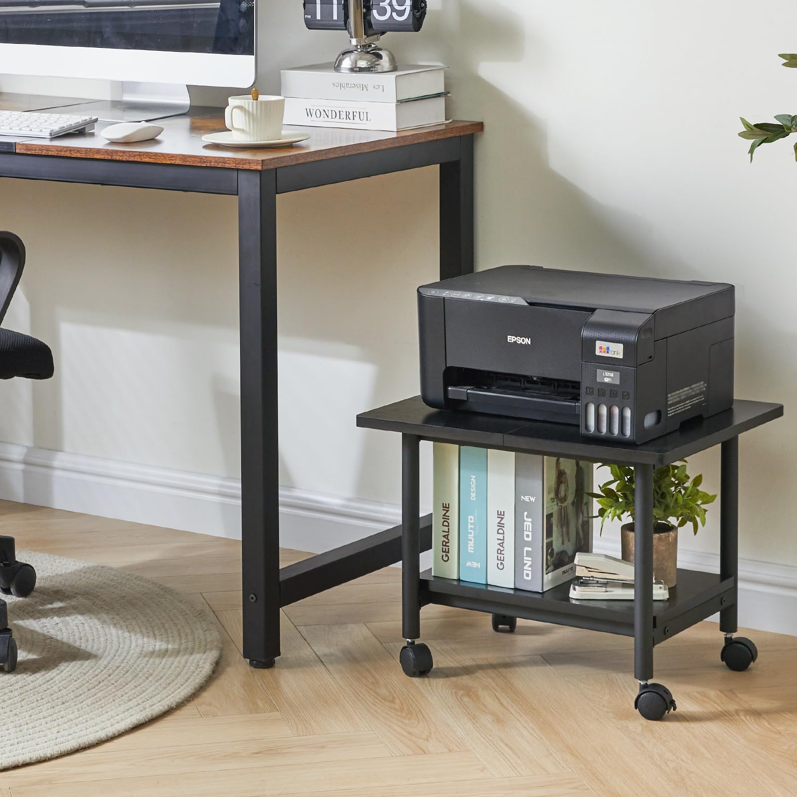 Snapklik.com : Under Desk Printer Stand, 2-Tier Industrial Printer Cart ...