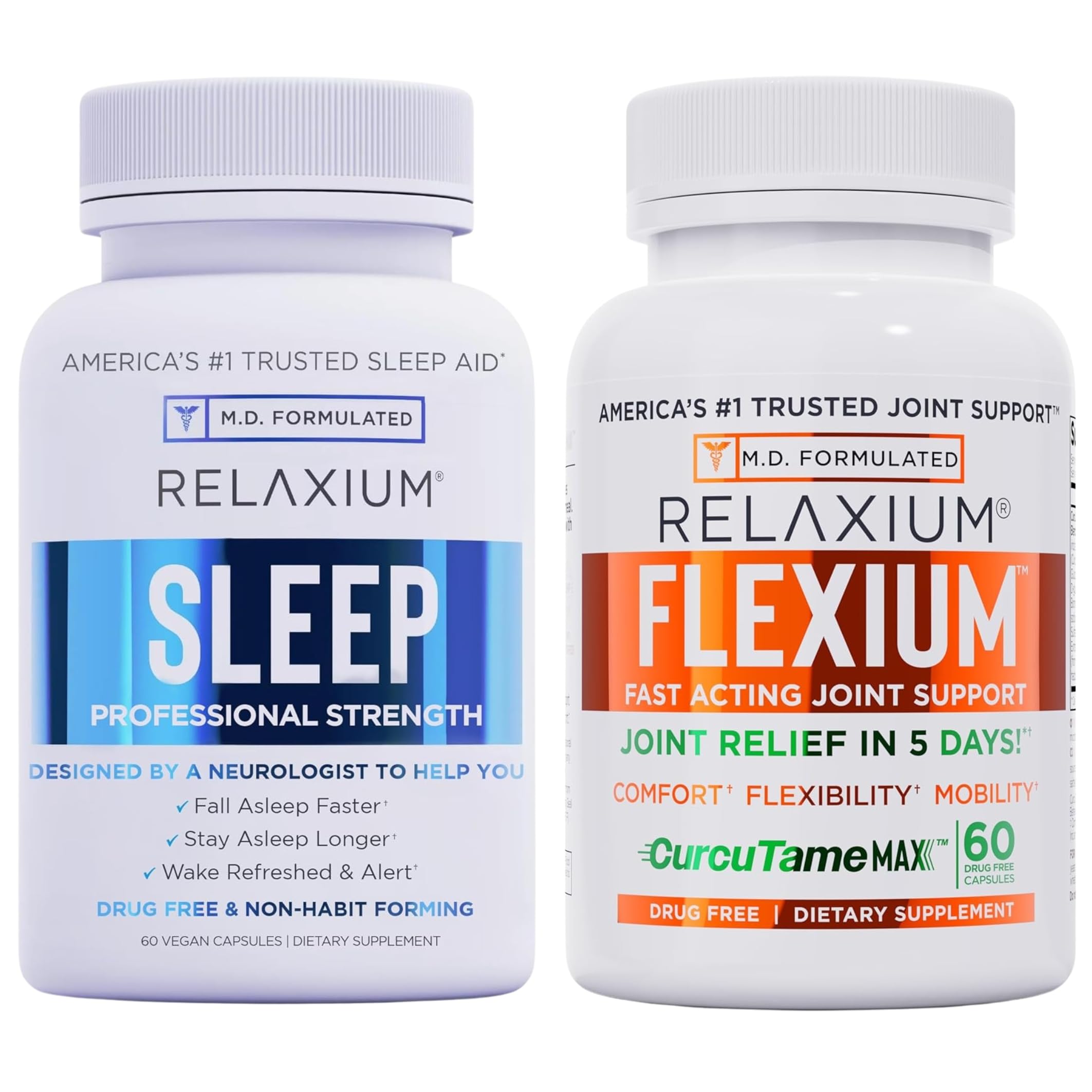 Amazon.com: Relaxium Sleep & Joint Relief Bundle, Melatonin & Ashwagandha Sleep Aid + CurcuTame ...