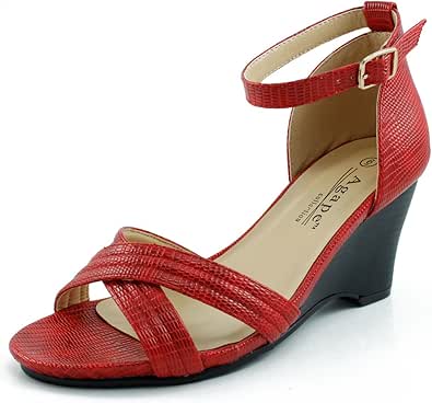 Amazon.com | Agape Monica-50 Saffiano Wedge Sandal, Red 6.5 | Platforms ...