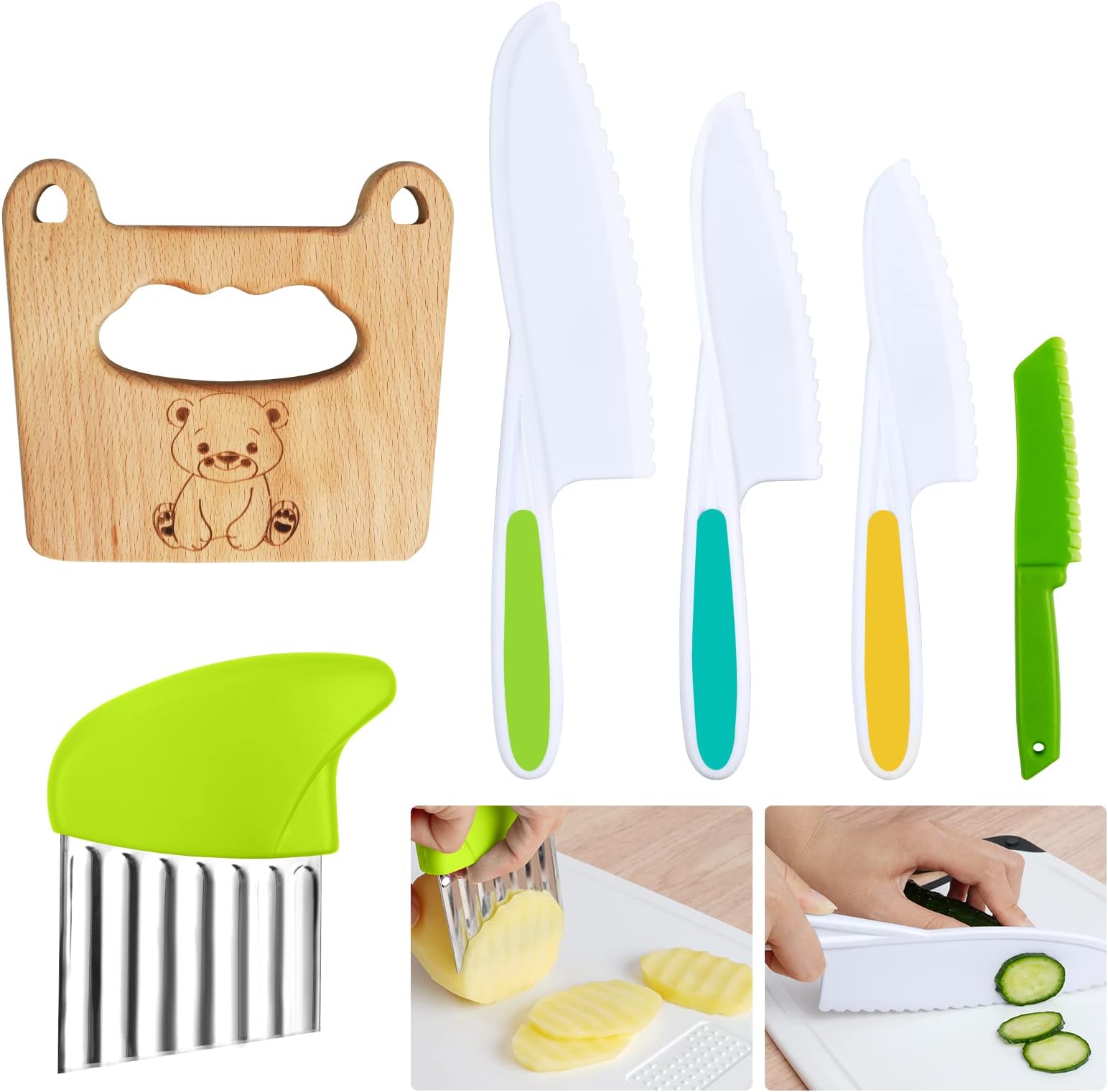 BEYUDG 13Pcs Kids Kitchen Knife Set Plastic Safety Knives for Kids ...