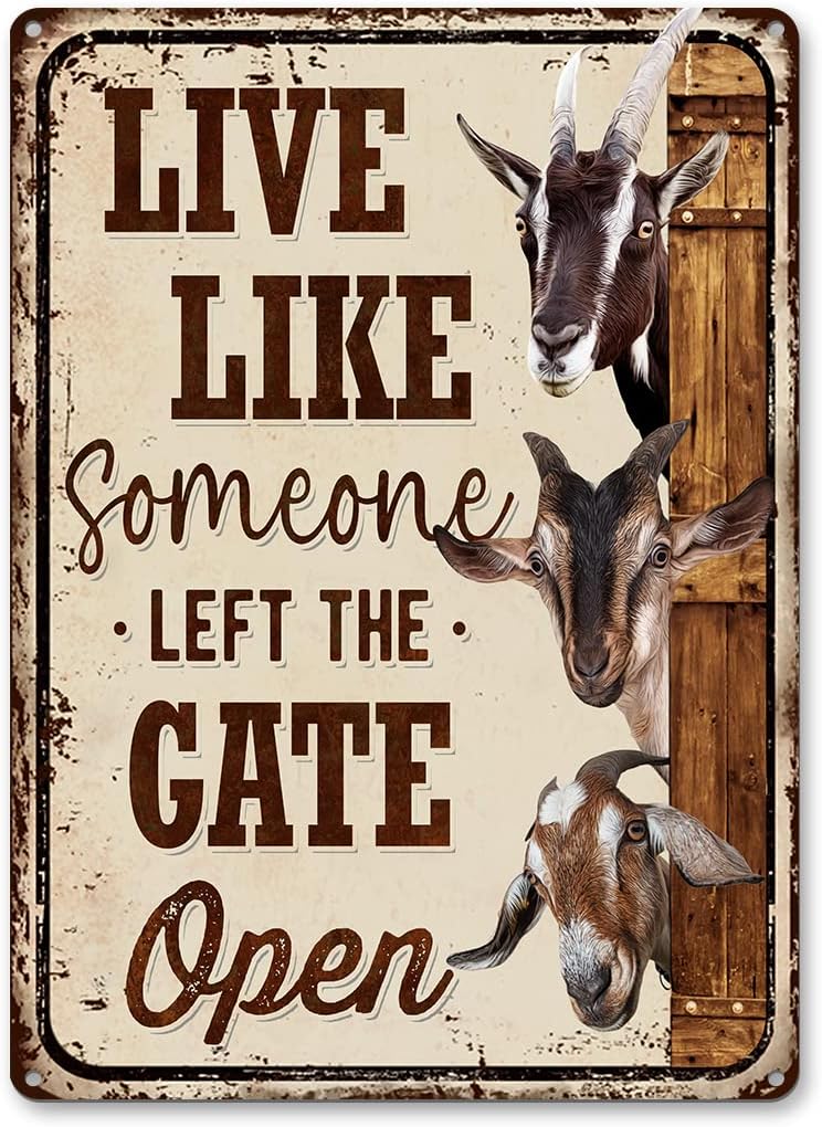 Amazon.com : Venicor Goat Sign Decor - 14 x 9 Inches - Aluminum - Goat ...