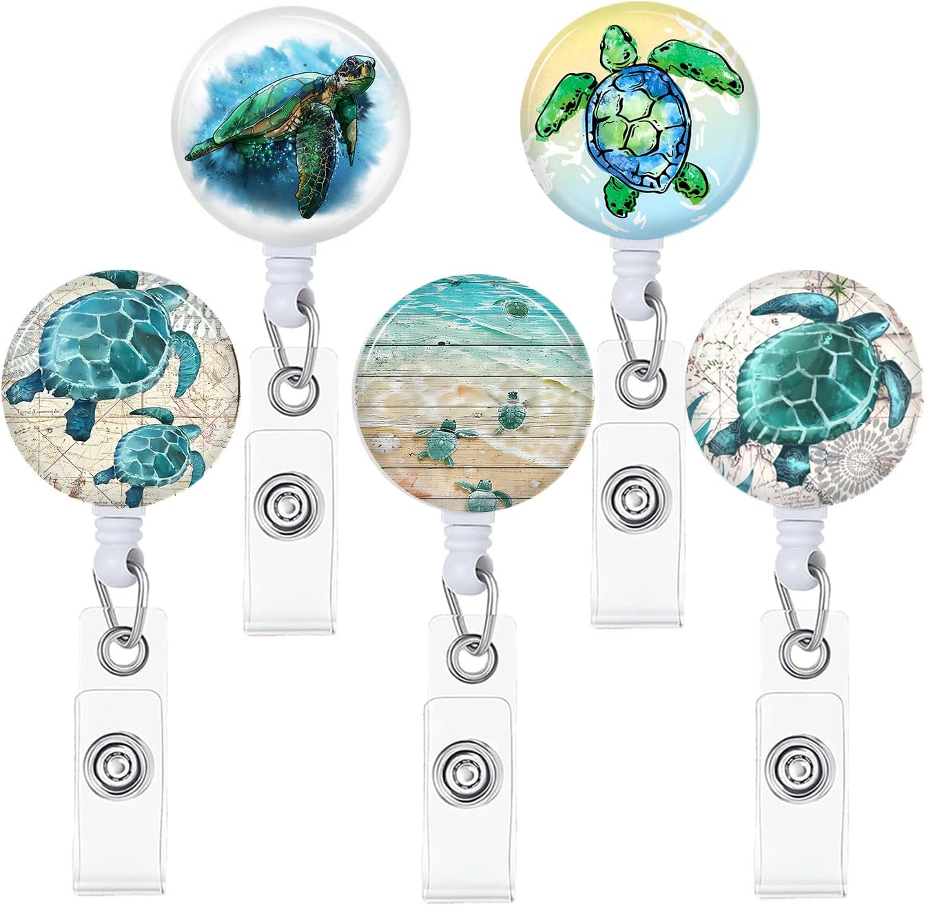 Amazon.com : 5pcs Sea Turtle Badge Reels Holder Retractable with ID ...