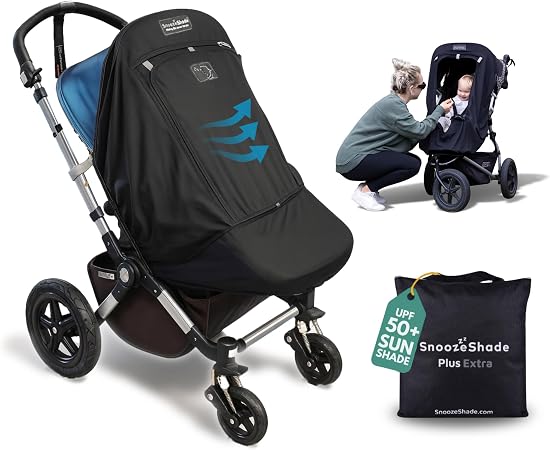 SnoozeShade Plus Extra Pram and Stroller Sun Shade Cover Blocks 99% UV ...